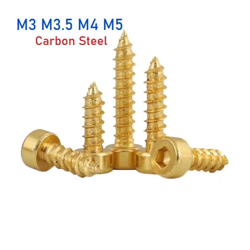 Саморезы Huiruixin M3 M3.5 M4 M5 6-40мм из углеродистой стали с золотым покрытием