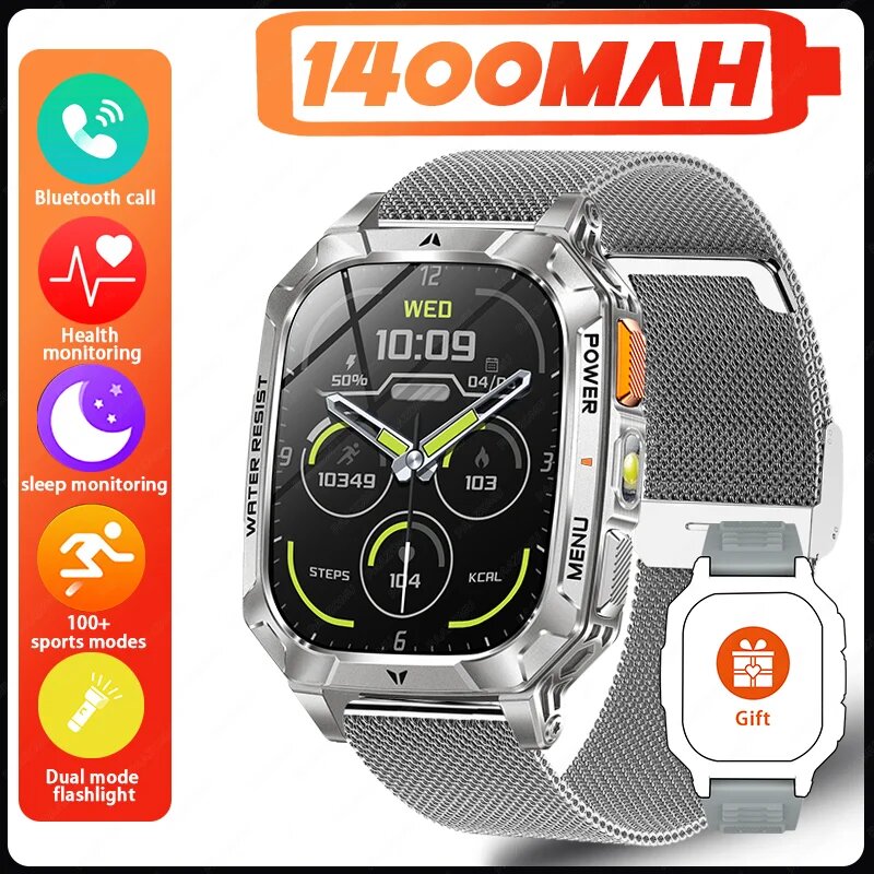 SmartWatch 2026, 1400mAh, серебристый ремешок