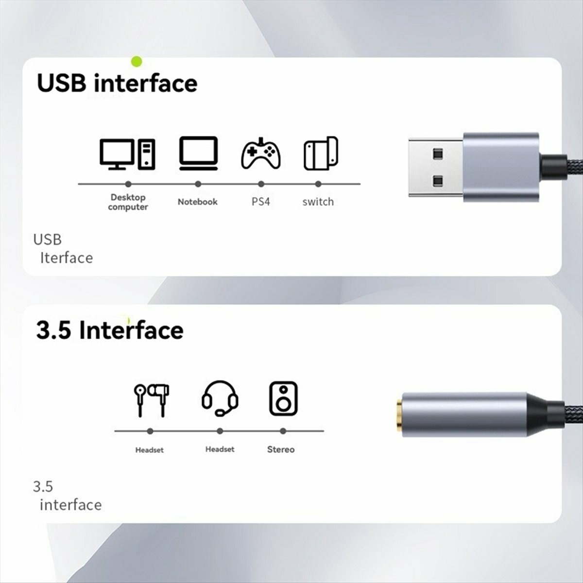 Аудиоадаптер USB - 3,5 Мм, Аудиоразъем A — фото 1