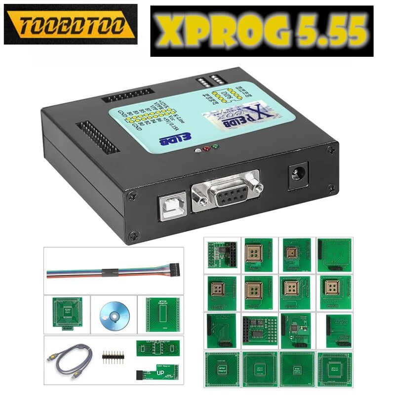 Xprog M V5.55 X-PROG M Box ECU Programmer Chip Tuning Tool с полными адаптерами поддерживает автомобили CAS4, черный металлический ящик