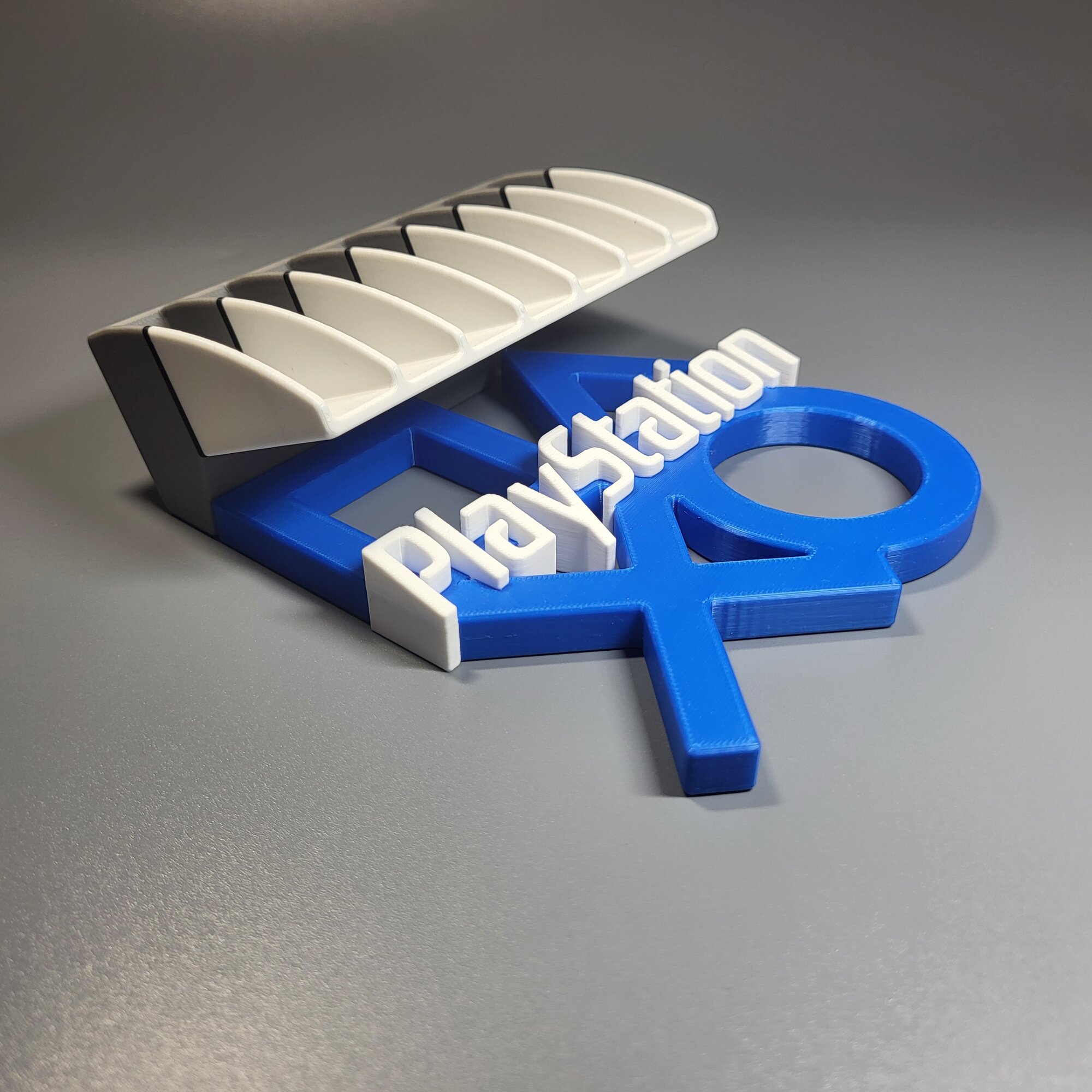 Подставка для дисков Playstation, 3DPechat', на 7 слотов, 7 игр, синяя