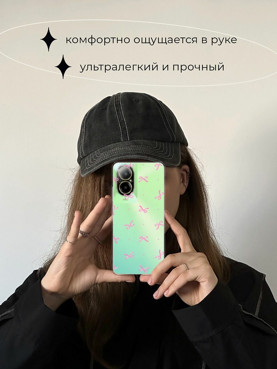 Силиконовый чехол на Realme C67 4G / Реалми C67 4G с принтом Бантики и точки — фото 1