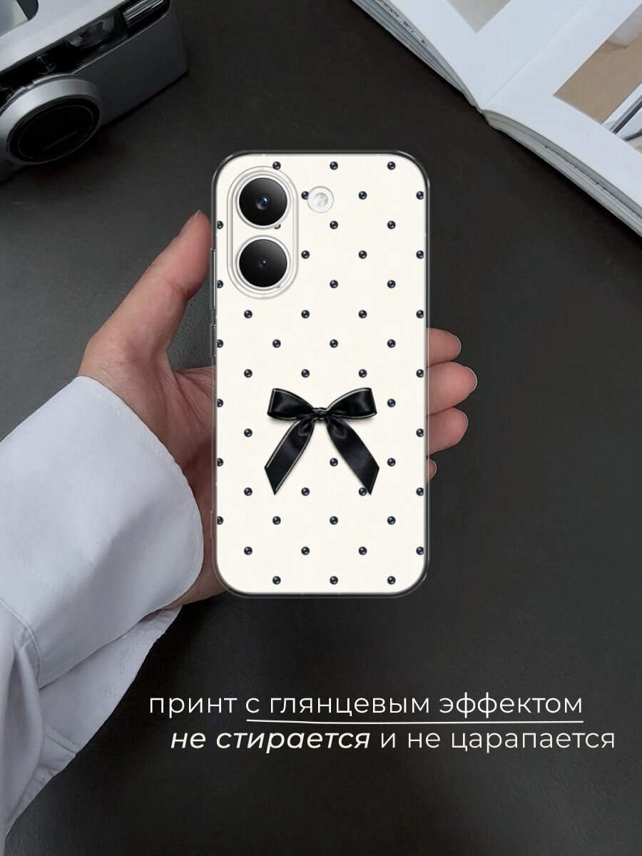 Силиконовый чехол на Poco X8 Pro / Поко X8 Про с принтом Бантик на фоне в горошек — фото 1