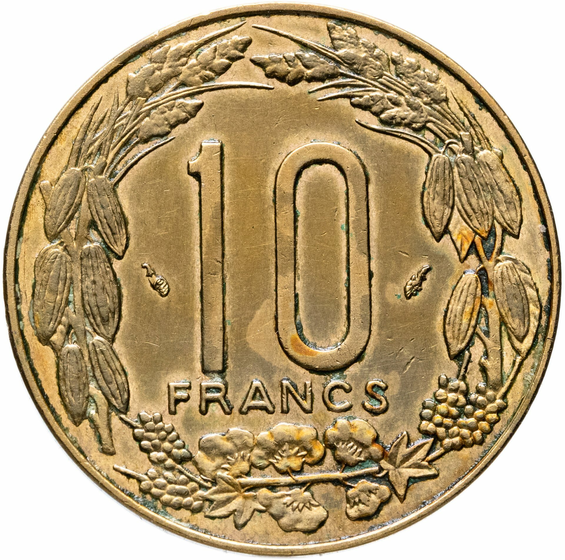 Центральная Африка BEAC 10 франков francs 1981, Бронза, в сохранности XF-AU