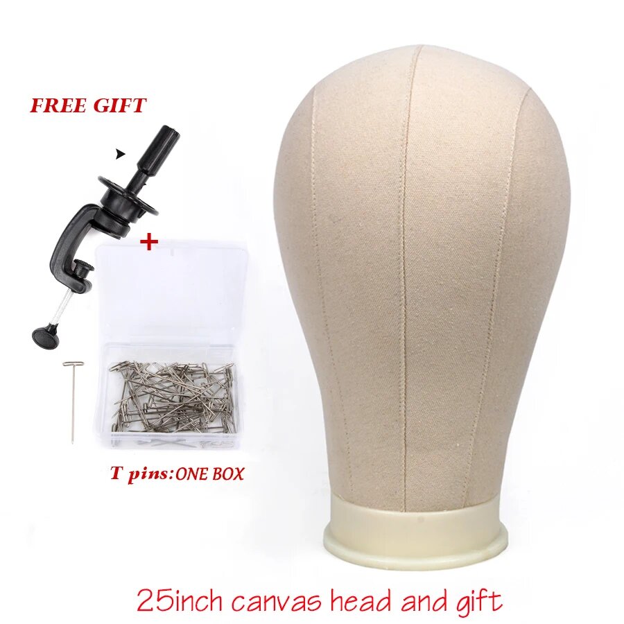 25inch Canvas Head Форма для парика с T-пинами