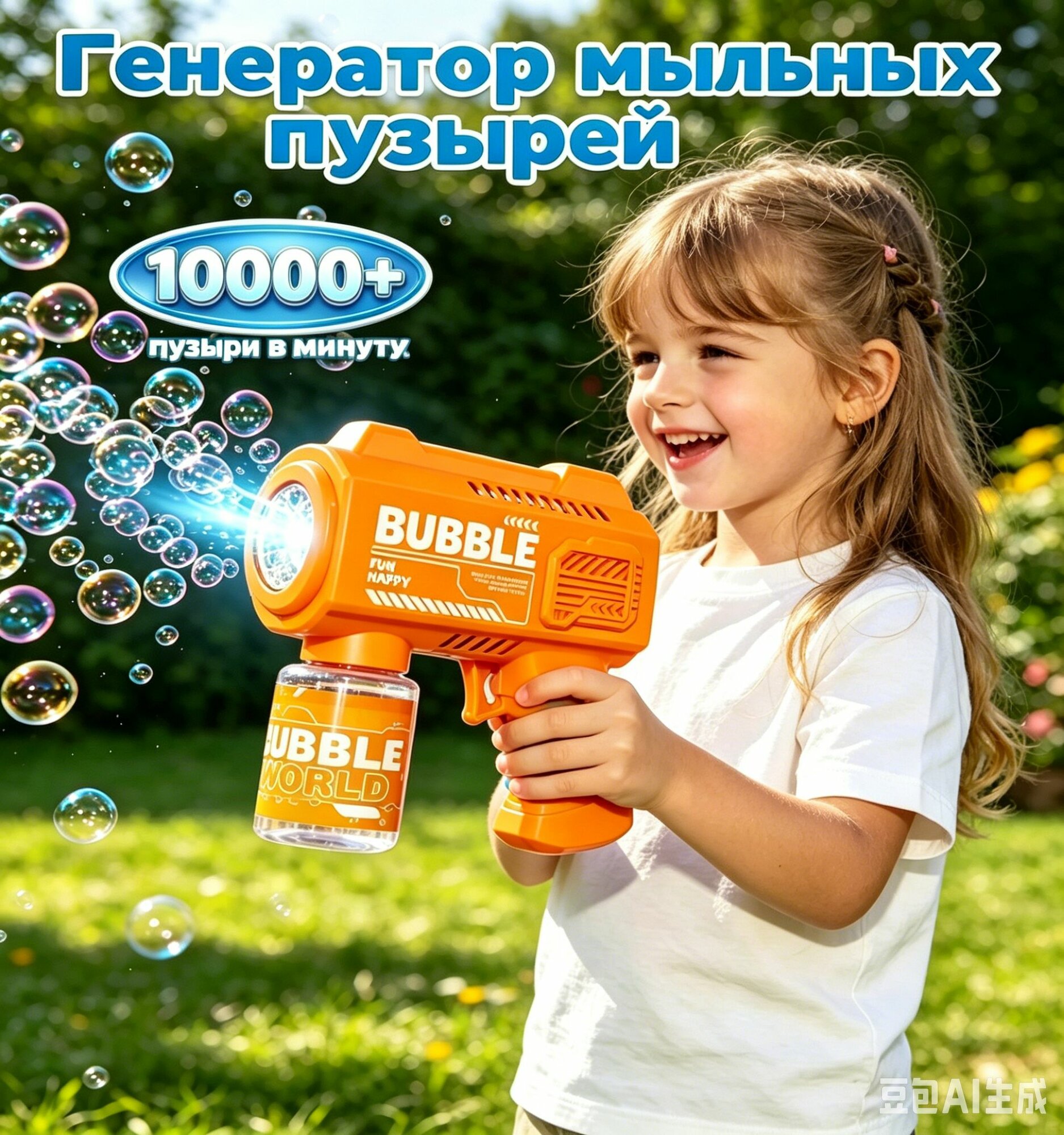Генератор мыльных пузырей, Пистолет для мыльных пузырей / Подарок мальчику Девочки