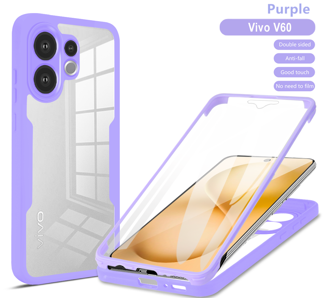 Подходит для Vivo V60 / Виво V60 Чехол для смартфона, полупрозрачный, герметичный чехол, защита камеры, ударопрочный, усиленные углы, Vivo, Vivo V60, blue,005-QS/qicai360/Vivo V60