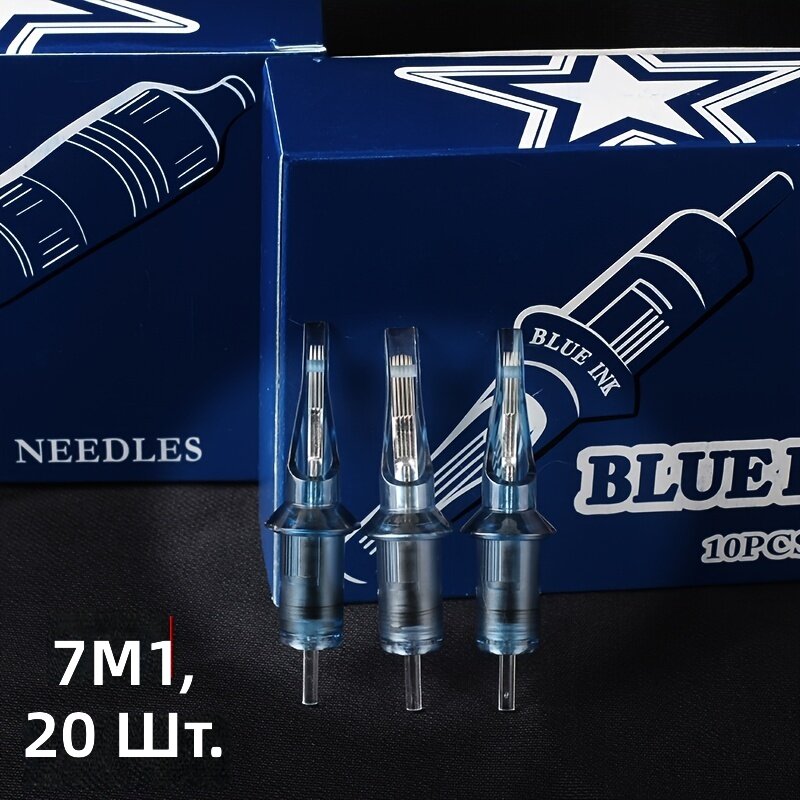 Одноразовые тату-картриджи с иглами 20 шт, конфигурации RL/RS/RM/M1, толщиной 0,35 мм, для перманентного макияжа и татуировок, модель 1207M1