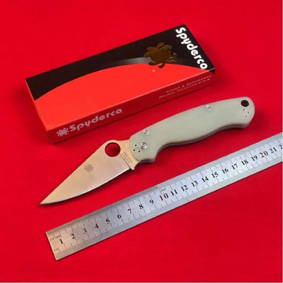 Тактический складной карманный нож Spyderco C81, лезвие из стали 440C с сатинированной отделкой, рукоять из G10 с клипсой, инструмент для охоты и повседневного ношения.