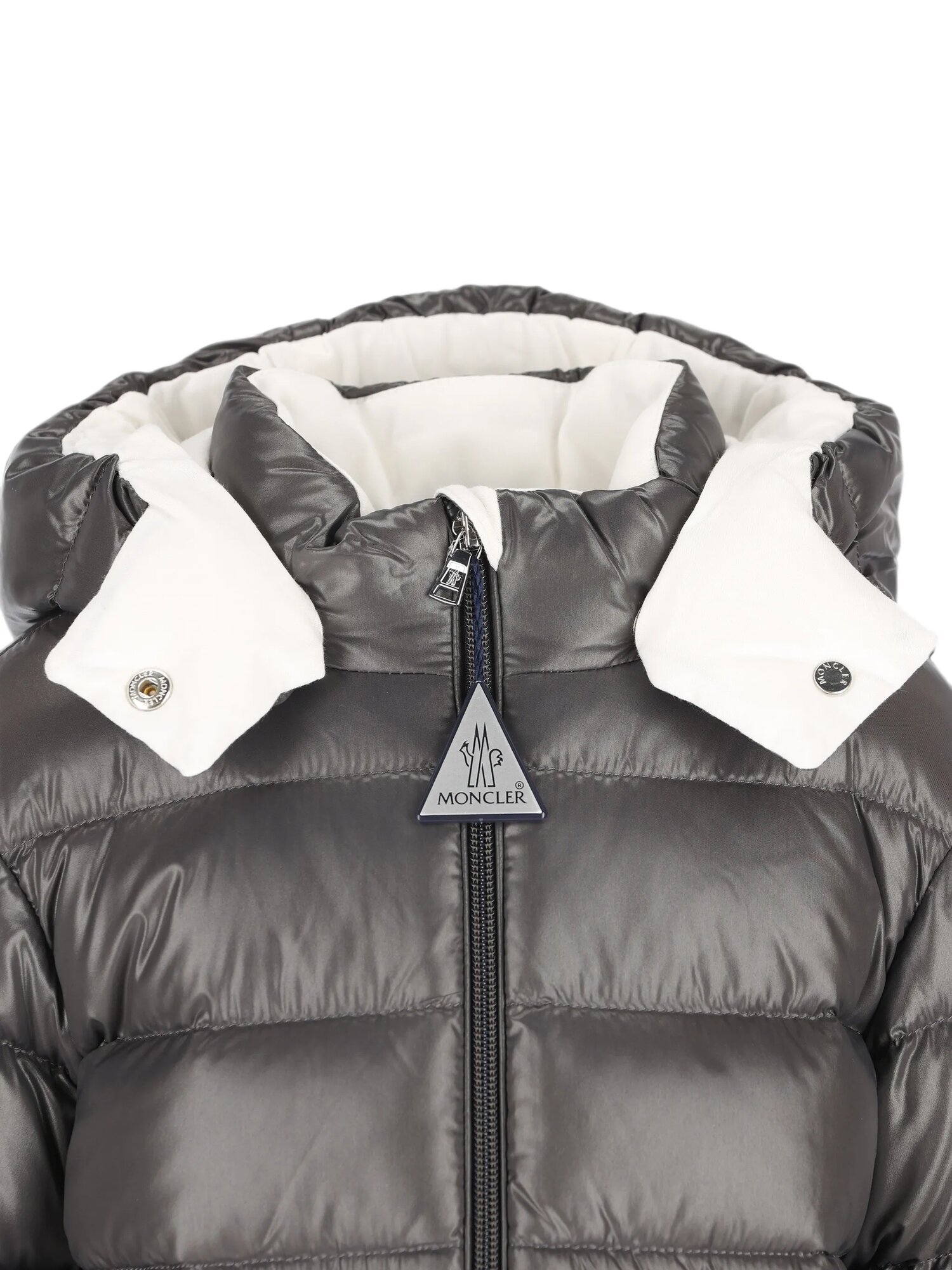 Пуховик Moncler, размер 3 года, серый/синий/голубой — фото 1