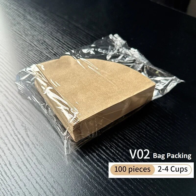 Бумажные фильтры для кофе V-образные из целлюлозы V02 100pcs per Bag