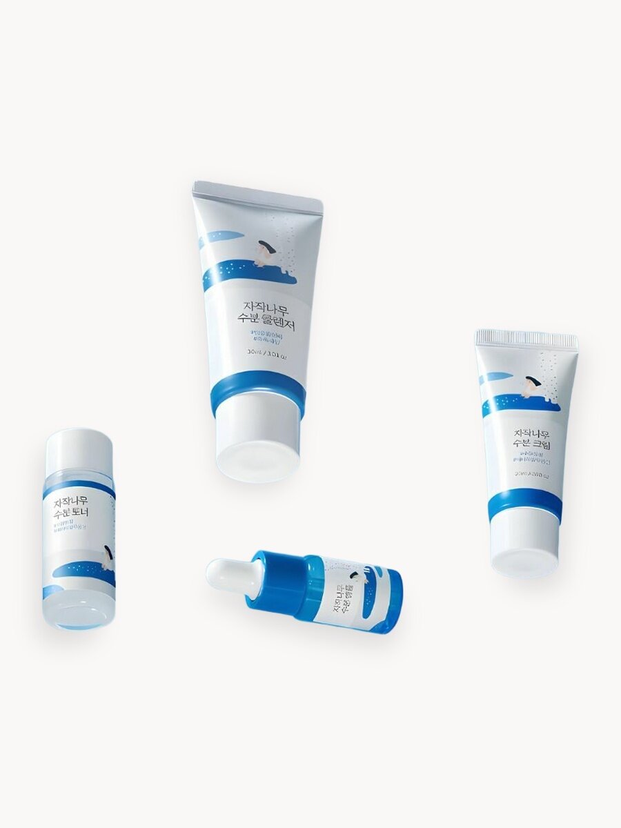 Дорожный набор с березовым соком: пенка + тонер + сыворотка + крем Round Lab Birch Juice Trial Kit 30+20+10+20 мл