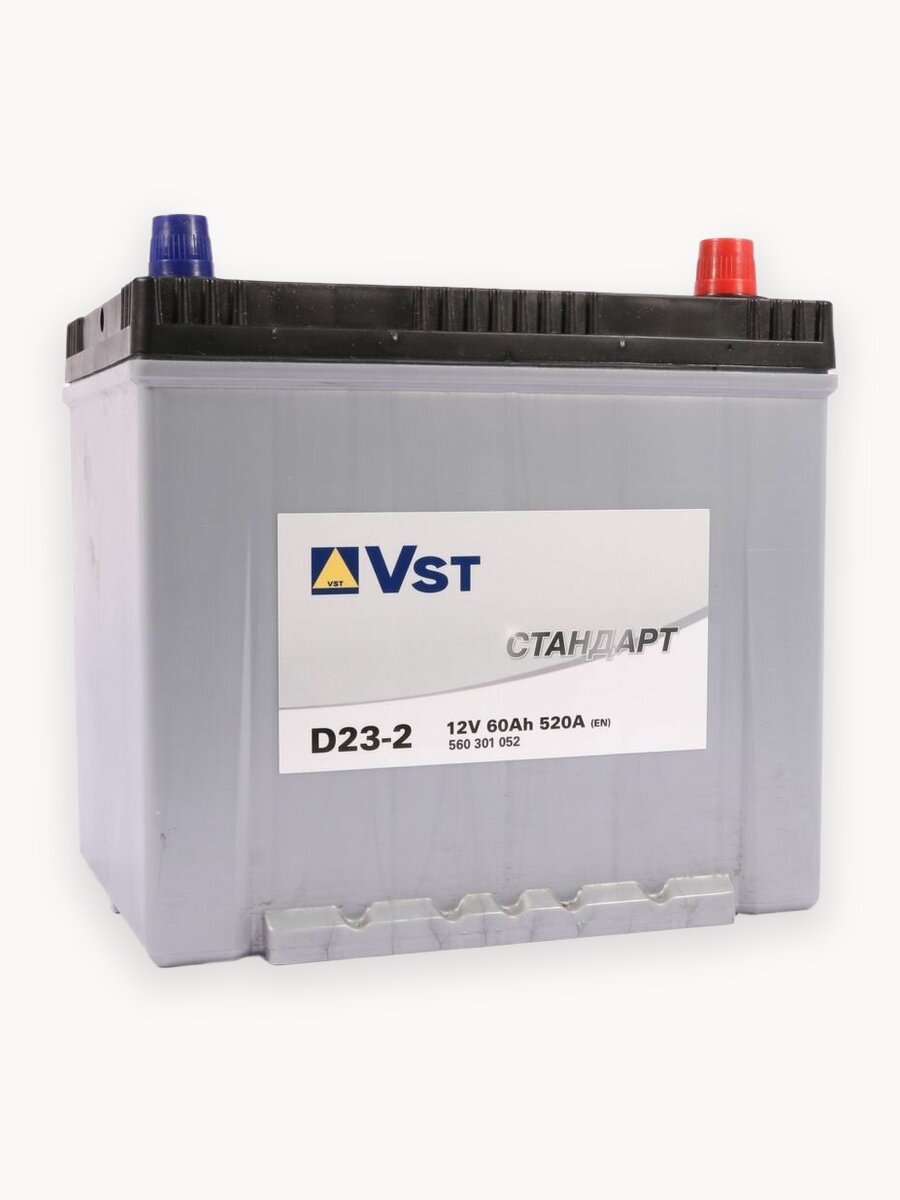 Аккумулятор для Киа Рио I-III, Хендай Солярис I, Хендай Крета I (1,6л), Тойота РАВ III-IV VST (Varta) обратная полярность 60 Ач 60 Ah корпус D23 (Азия) 232х173х225