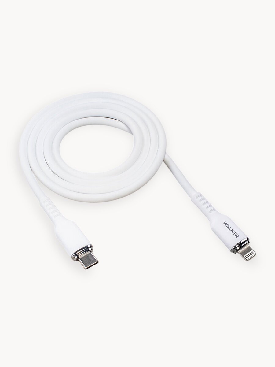 Кабель питания "Lightning - Type-C" для iPhone/iPad/AirPods, плетеный, 35 W, цвет белый, длина 1 м