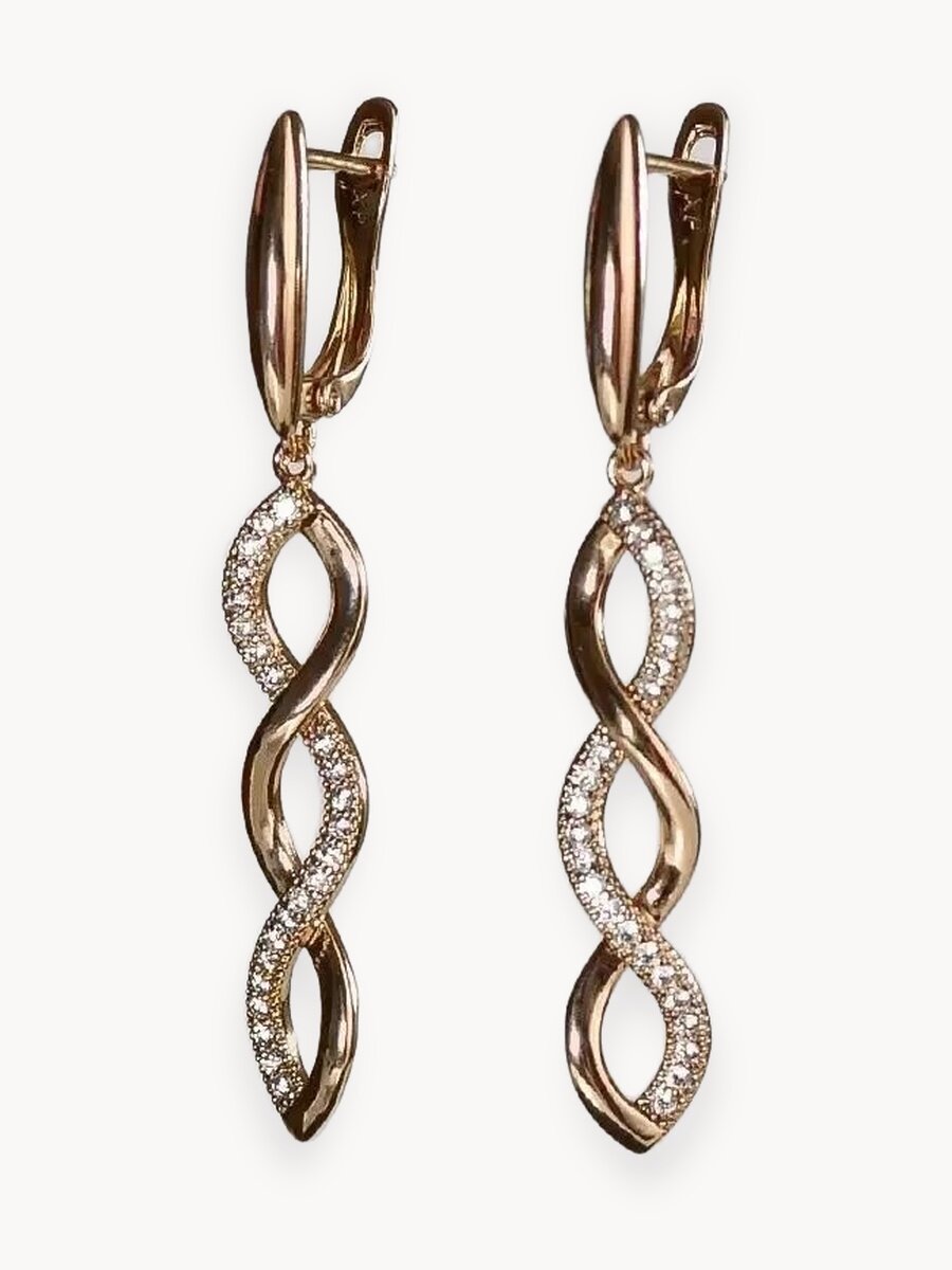 Серьги с подвесками, кристалл, фианит