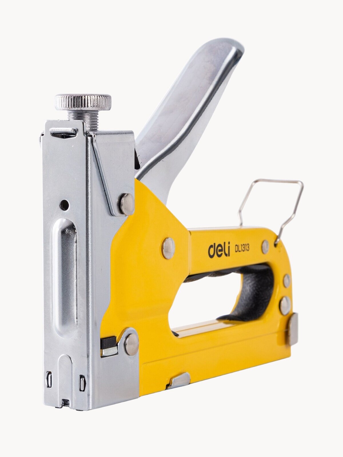 Cтроительный регулируемый металлический степлер DELI DL1313 3-в-1 (тип скоб 140/53F D/U/T-типов по 200 шт каждых)