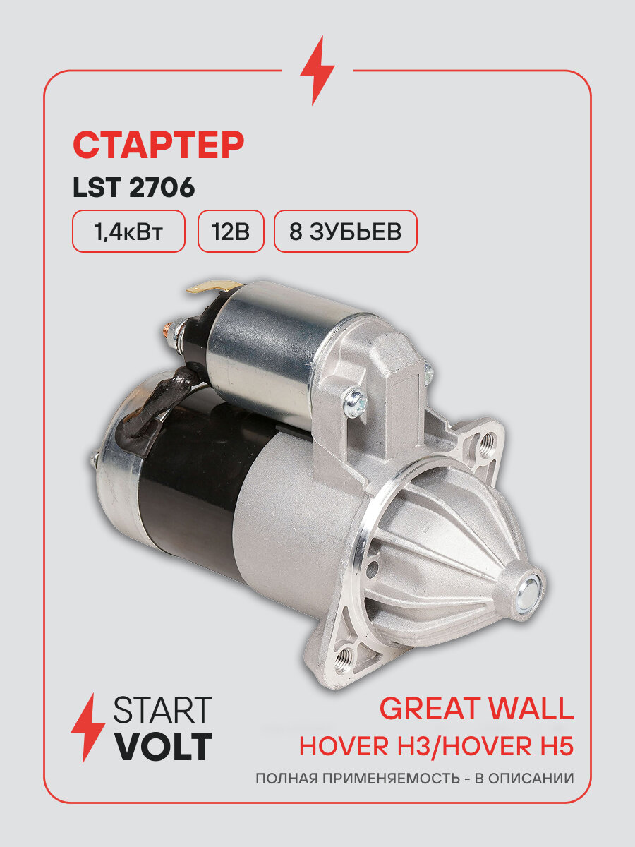 Стартер для автомобилей Great Wall Hover H3 (09-) / Hover H5 (10-) LSt 2706