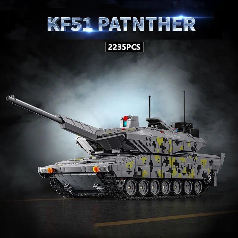 Конструктор 12GO 96001, Армейская серия, германский основной боевой танк Panther KF51, 2235 деталей, детское военное оружие игрушки