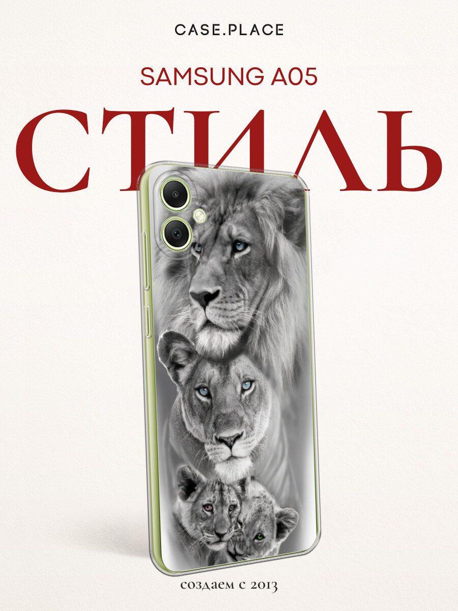 Чехол на Samsung Galaxy A05 / Самсунг А05 с принтом Львиная семья