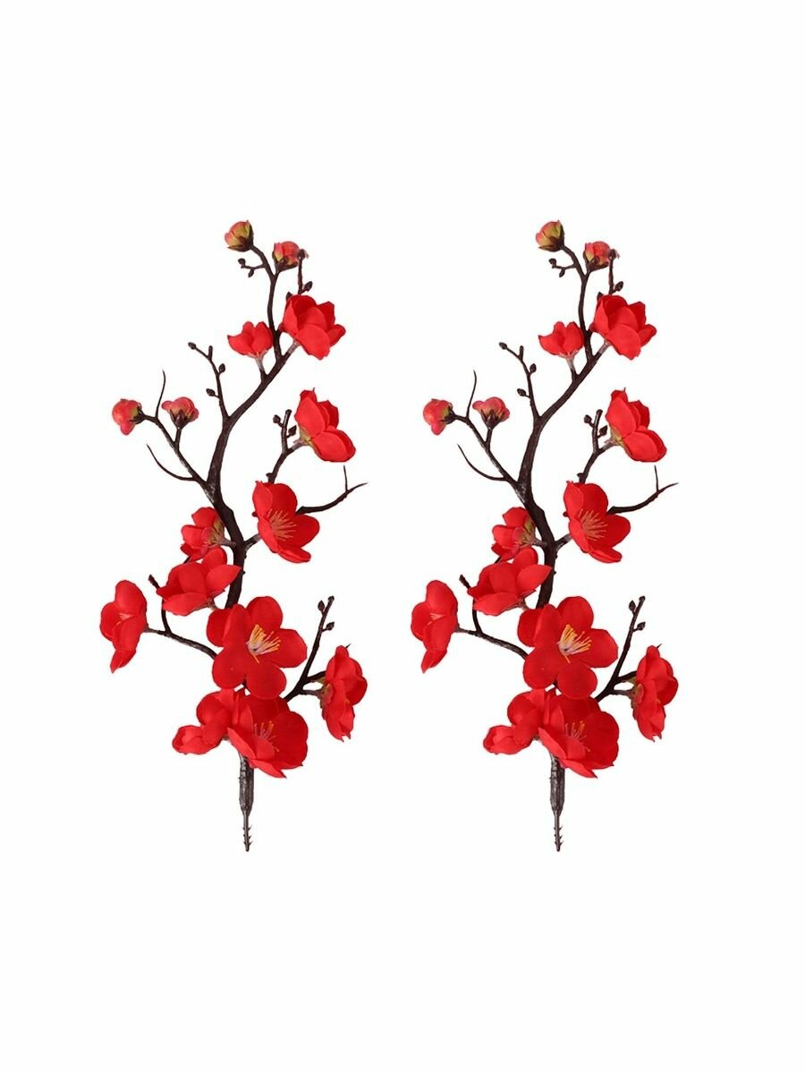 Имитация красной веточки цветущей сливы