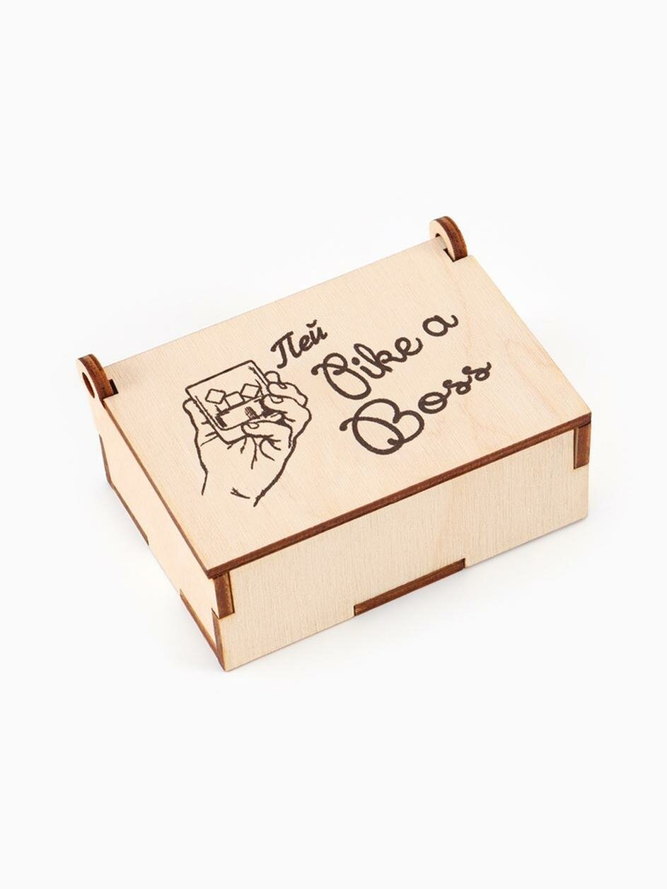 Коробка подарочная деревянная «Пей like a boss» 8,5 х 6 х 3,5 см 10934113
