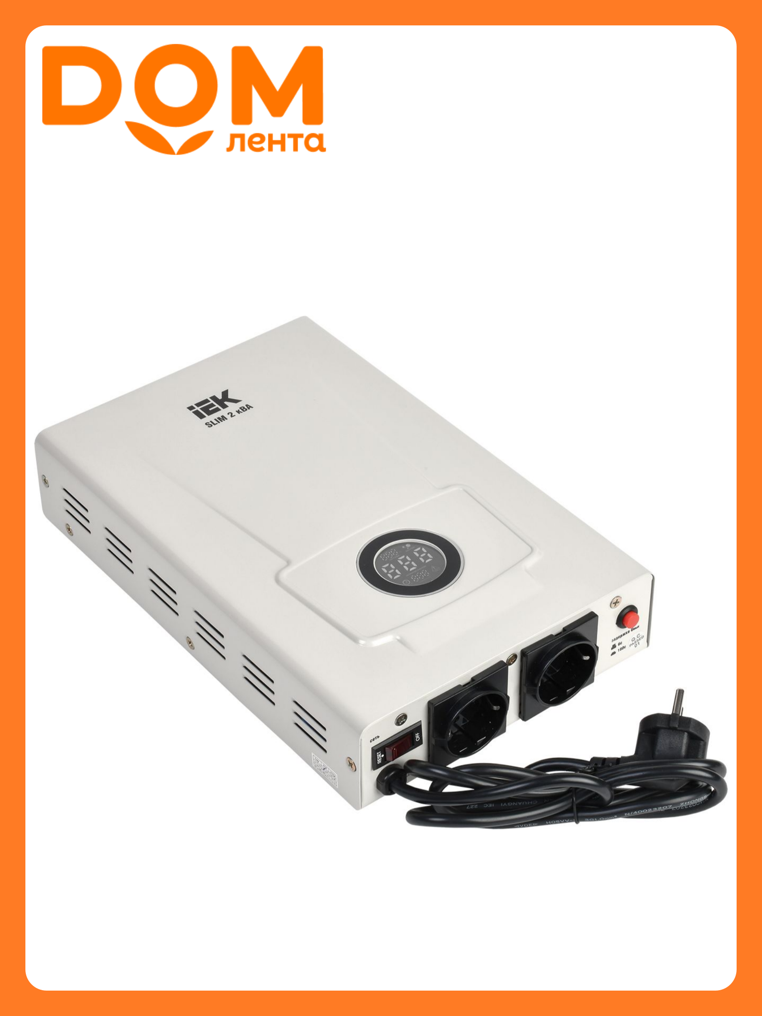 Стабилизатор напряжения IEK SLIM, настенный, релейный, 2000 ВА, белый