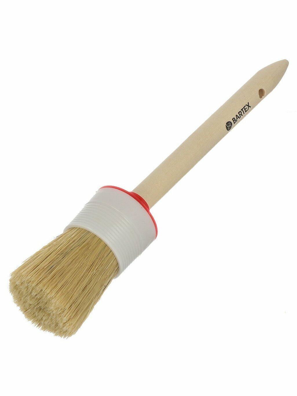 Кисть круглая Bartex Евро №12, 45 мм, натуральная щетина, деревянная рукоятка для малярных работ, артикул 1117612