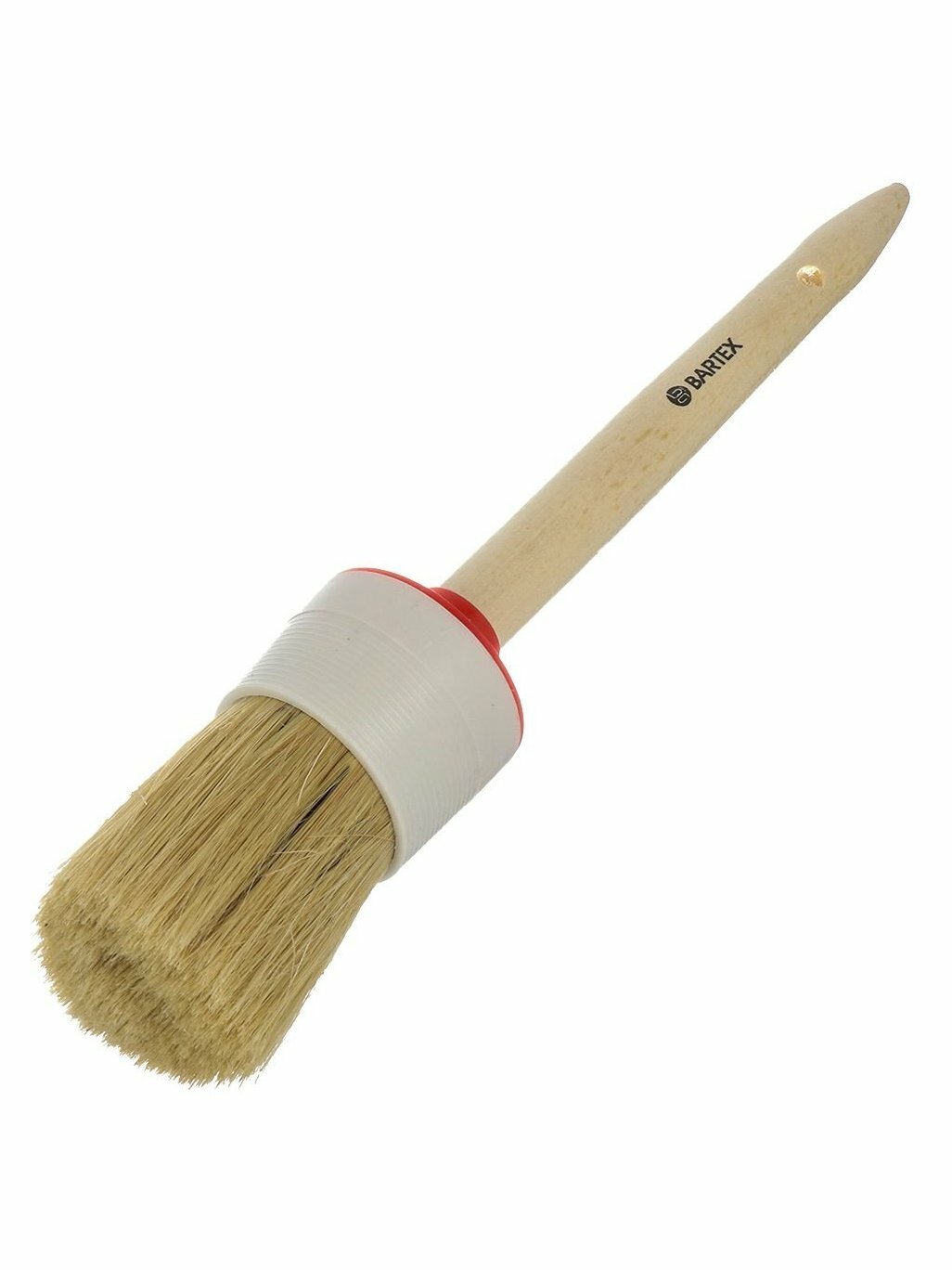 Кисть круглая Bartex Евро №14 50 мм натуральная щетина для покраски и строительных работ, деревянная рукоятка 2 дюйма