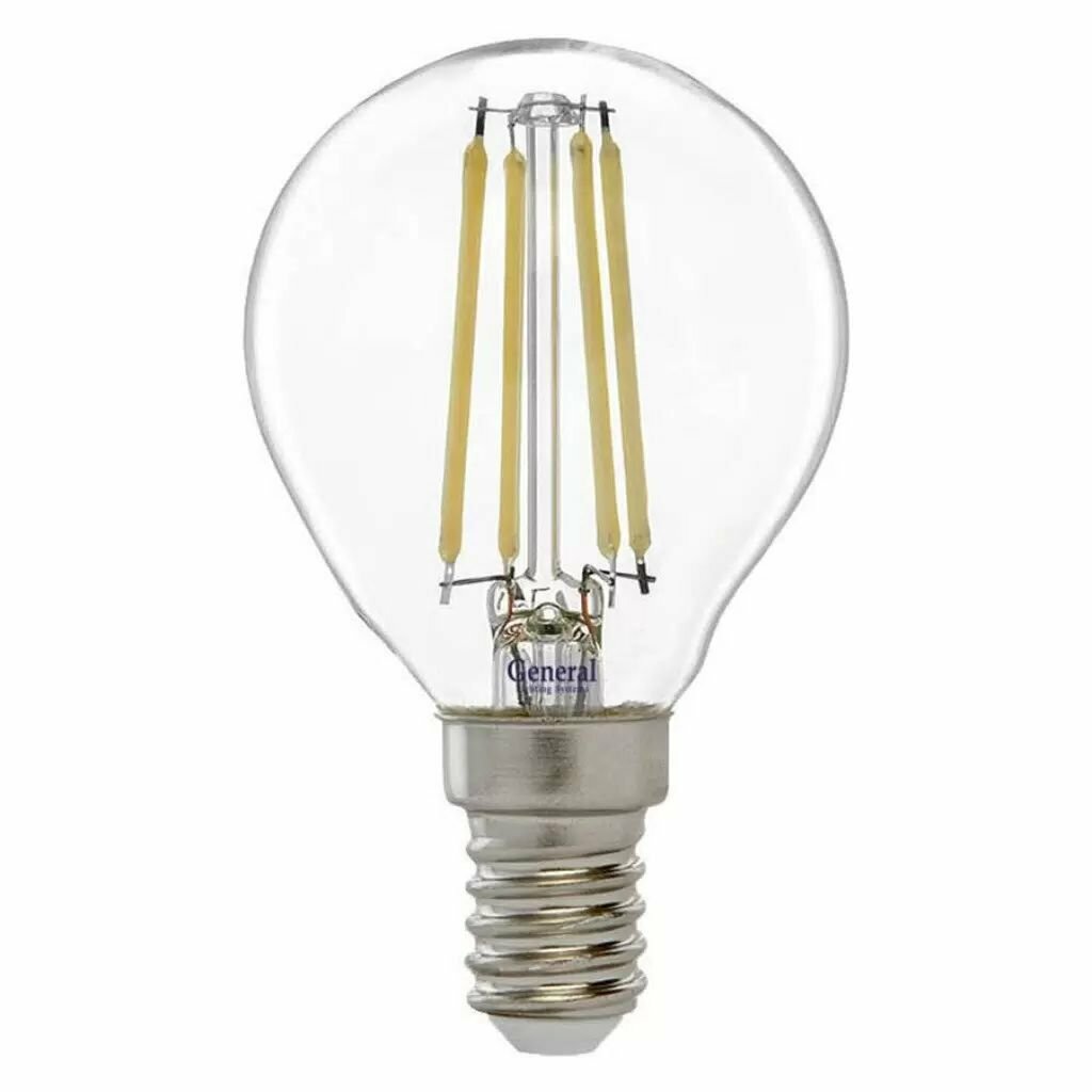 Лампа светодиодная General Lighting Systems E14 15 Вт 6500 К филамент шар G45 прозрачное стекло 1100 лм 661430