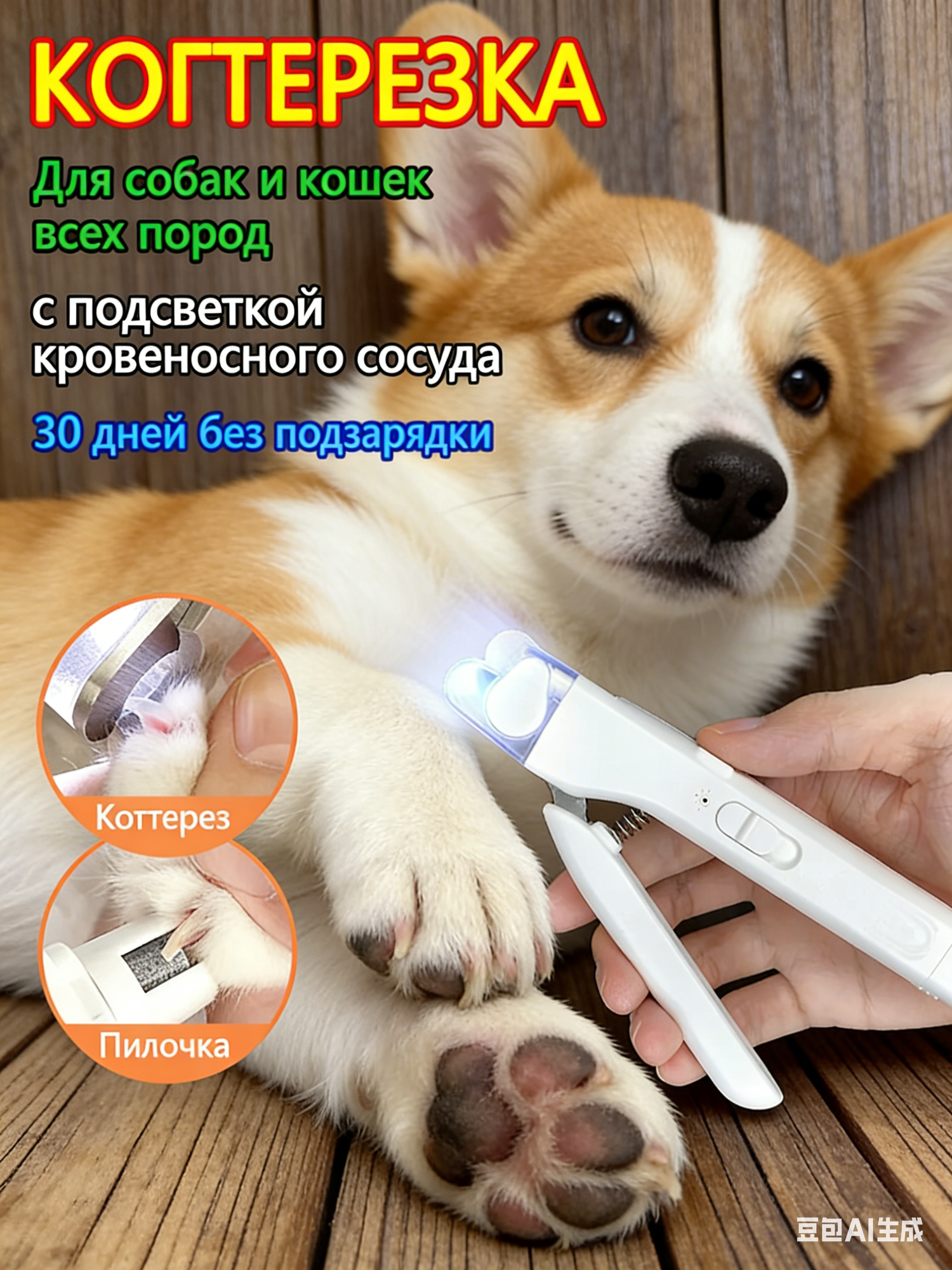 Безопасные когтерезки для собак с ограничителем и подсветкой