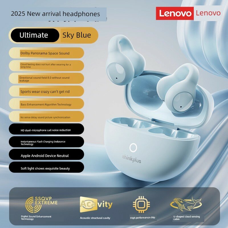 Lenovo Открытые наушники с костной проводимостью Bluetooth беспроводные спортивные наушники с шумоподавлением для бега