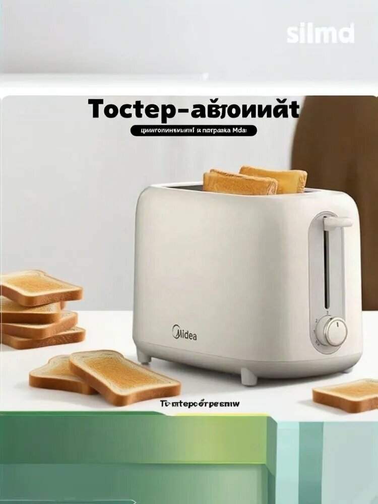 Midea Тостер mianbaoji001 750 Вт тостов - 2, белый