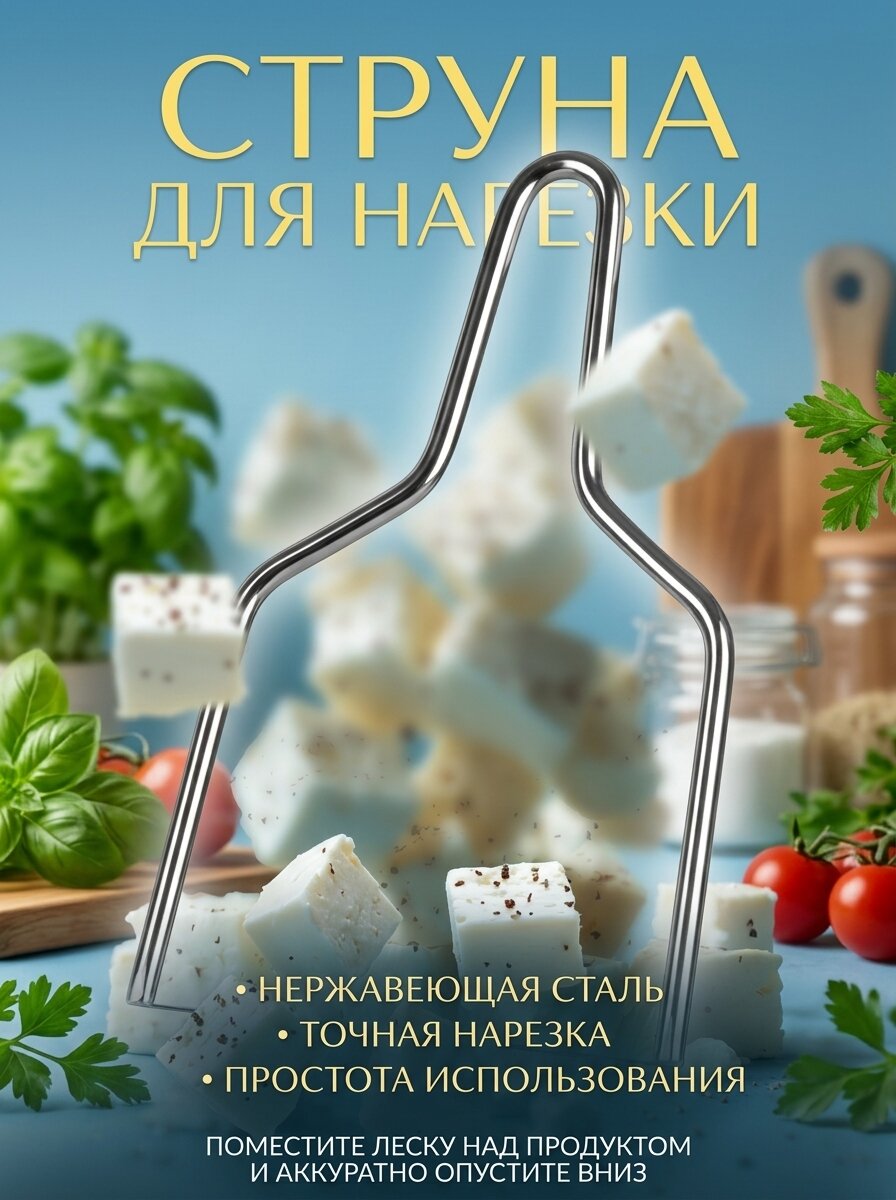 Нож-струна, для масла и сыра, мытьё в посудомоечной машине, сталь, 12см
