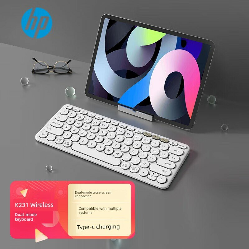 HP K231 Bluetooth компактная беспроводная клавиатура с тихим нажатием клавиш - серебристо-белый