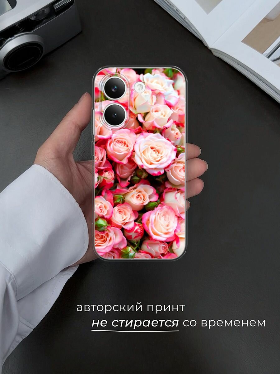 Силиконовый чехол на Poco X8 Pro / Поко X8 Про с принтом Много роз — фото 1