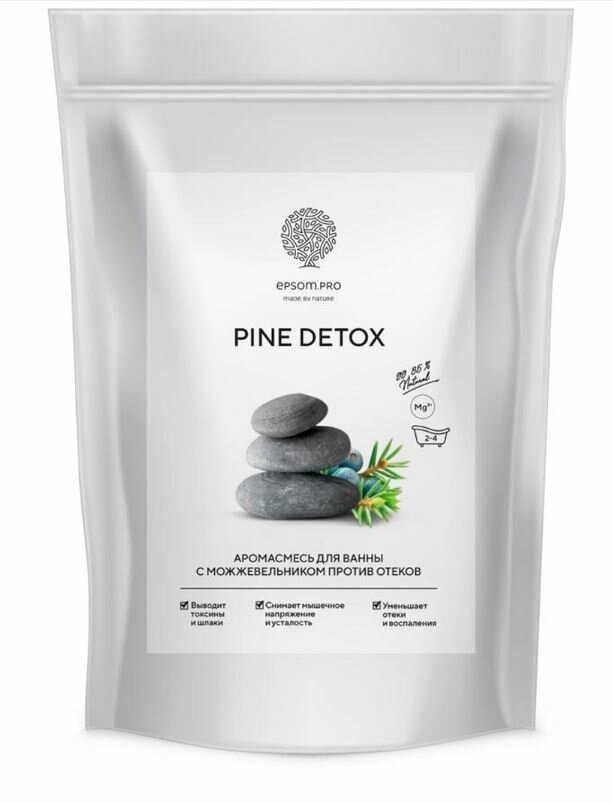Аромасмесь с магнием и можжевельником против отеков хвойный детокс / PINE DETOX, 1кг Epsom.pro