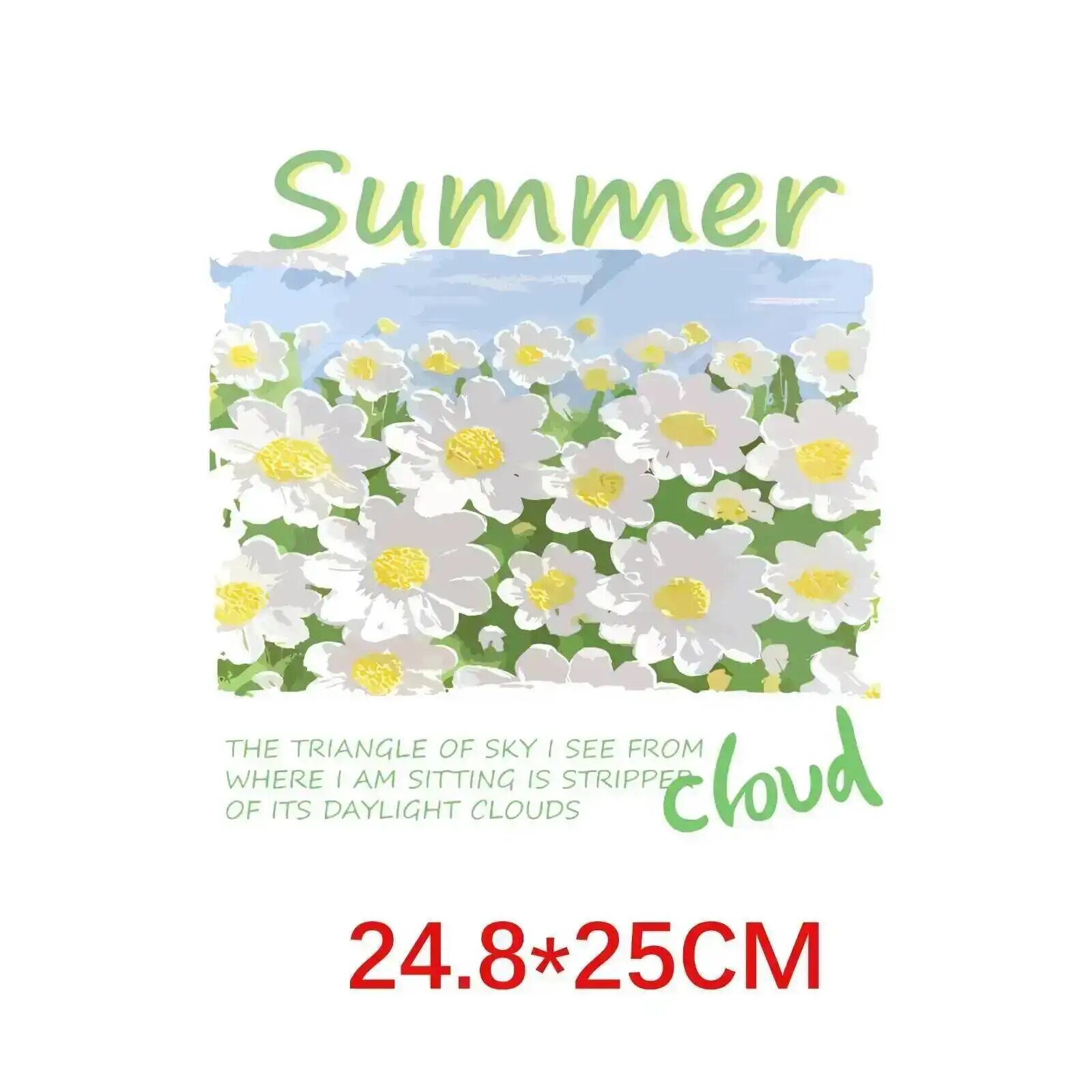 Наклейка на ткань "Summer" с цветами, 25см, TH5012-1