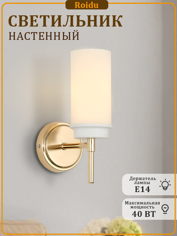 Roidu Настенный светильник, бра настенные в спальню, прихожую и гостиных, E14