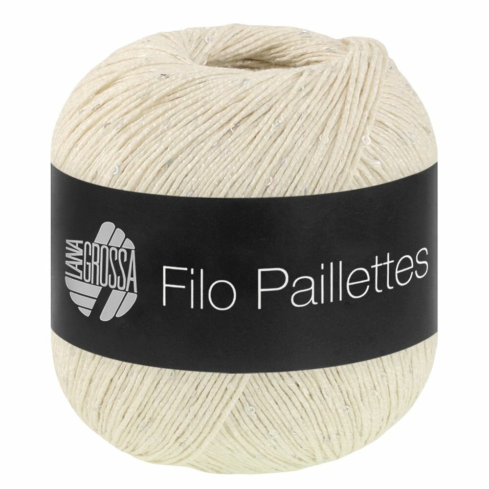 Пряжа для вязания Lana Grossa Filo Paillettes (02 Creme) 6 мотков по 50 г/155 м