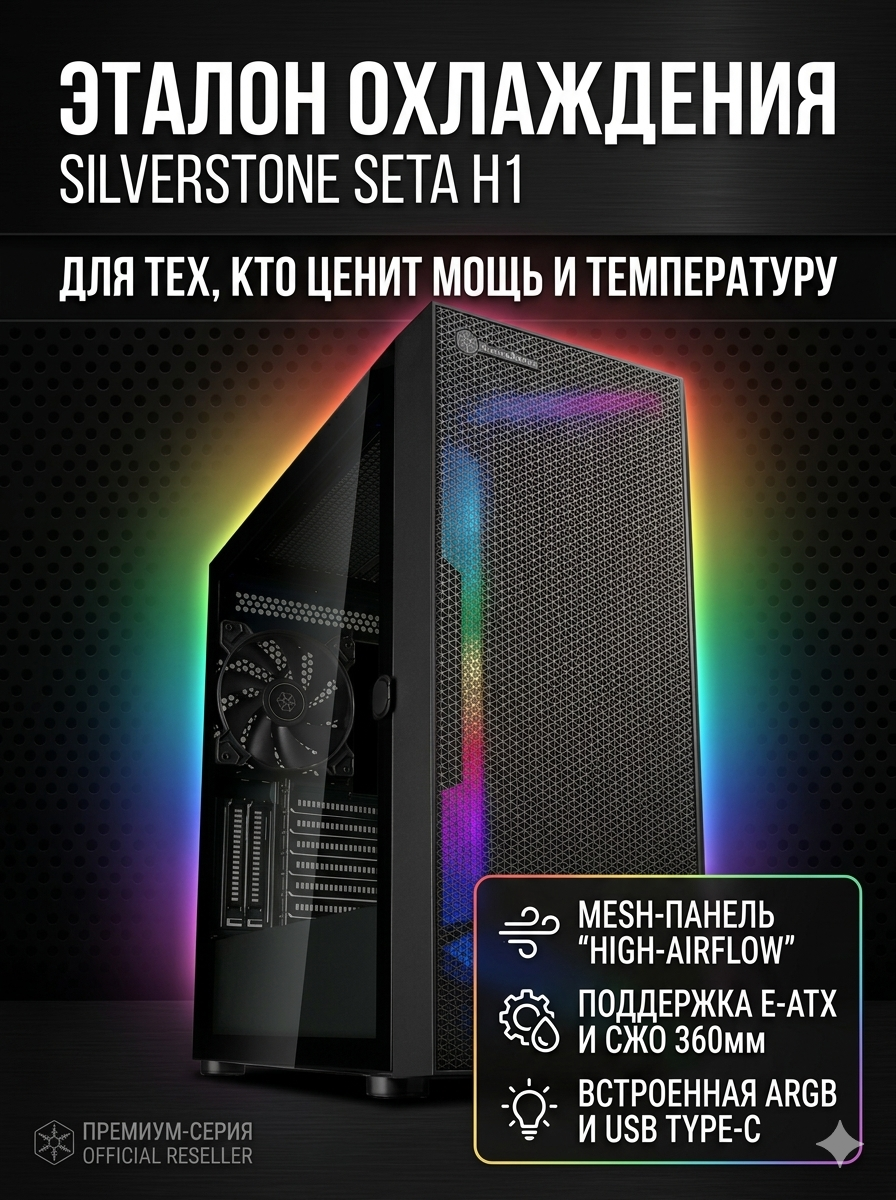 Корпус компьютерный SilverStone (SST-SEH1B-G) SETA H1