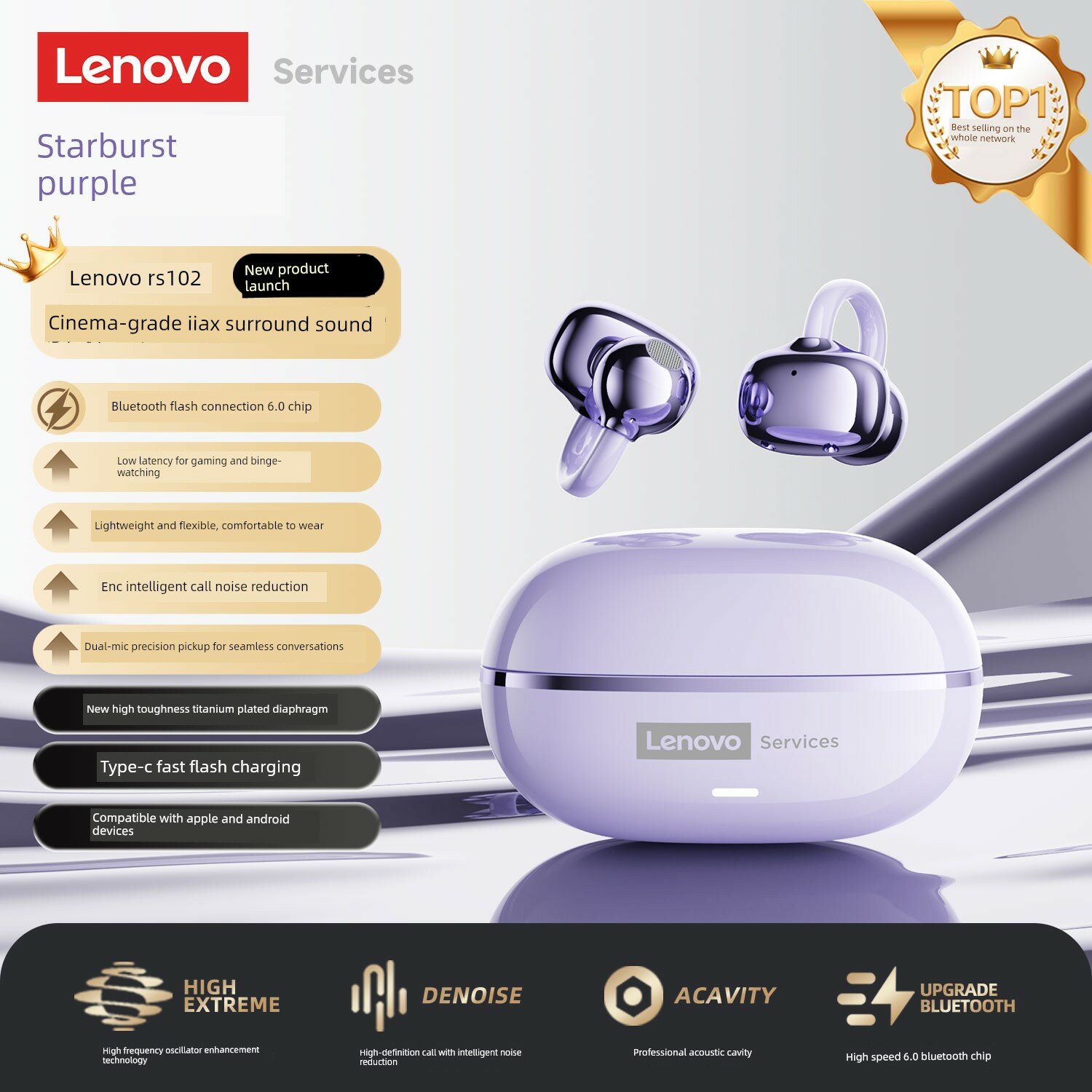 LENOVO Костная проводимость Bluetooth наушники 2026 спортивные беговые высококачественная шумоподавление беспроводные
