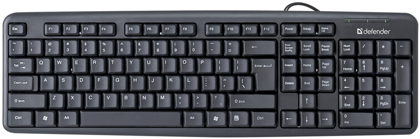 Клавиатура USB ELEMENT HB-520 RU BLACK 45522 DEFENDER Проводная клавиатура Element HB-520 USB RU, черный, полноразмерная