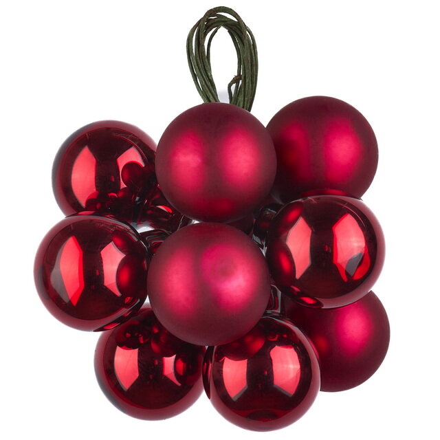 Гроздь стеклянных шаров на проволоке 2 см бордовый mix, 10 шт, Winter Deco, 715075-2