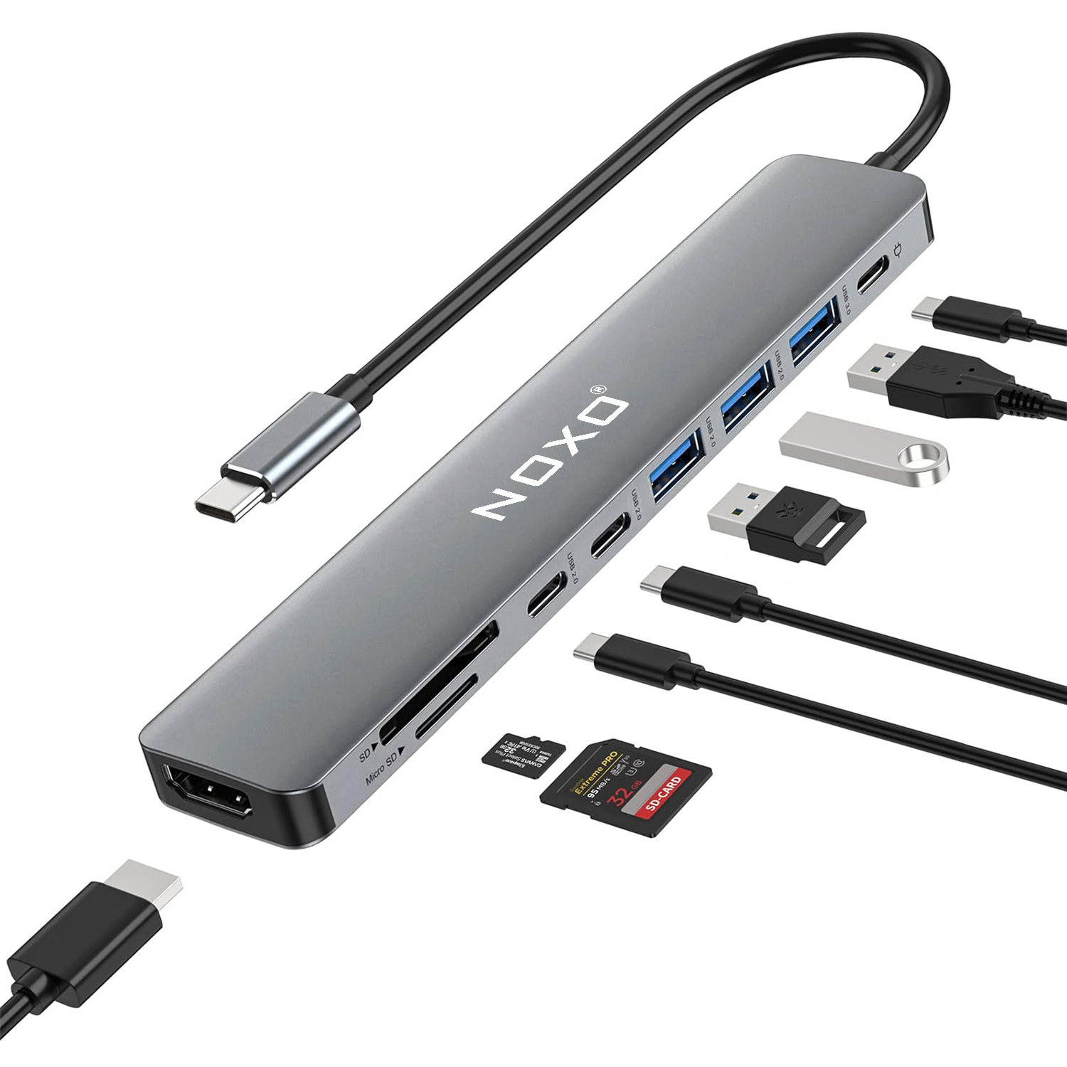 USB хаб NOXO 9в1, док-станция, переходник многофункциональный, разветвитель