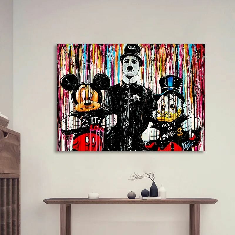 Картина "Banksy", граффити, холст, на подрамнике, дерево, 30x20 см