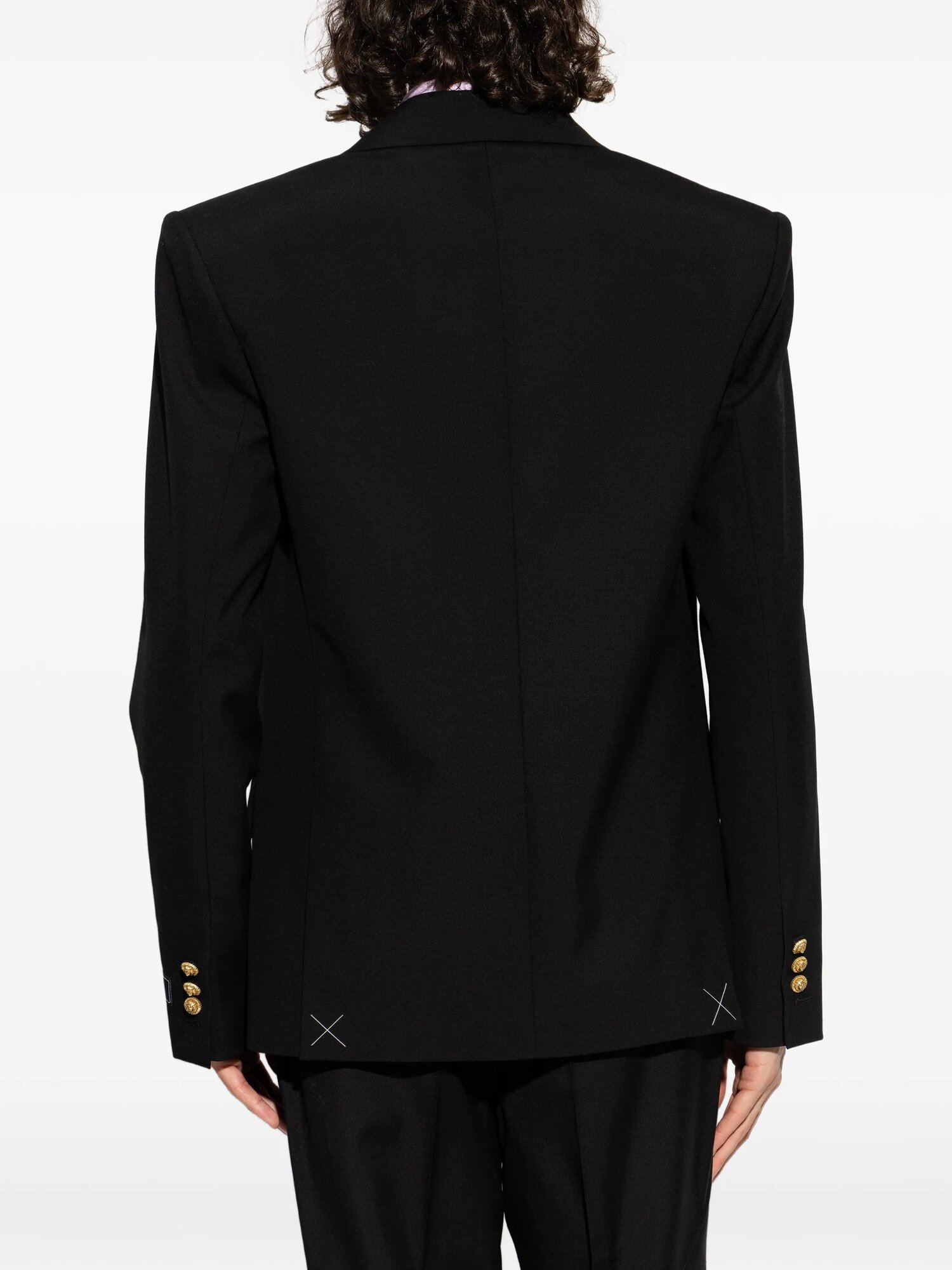 Куртка BALMAIN Lion-button double-breasted jacket, размер 52, black/black — фото 1