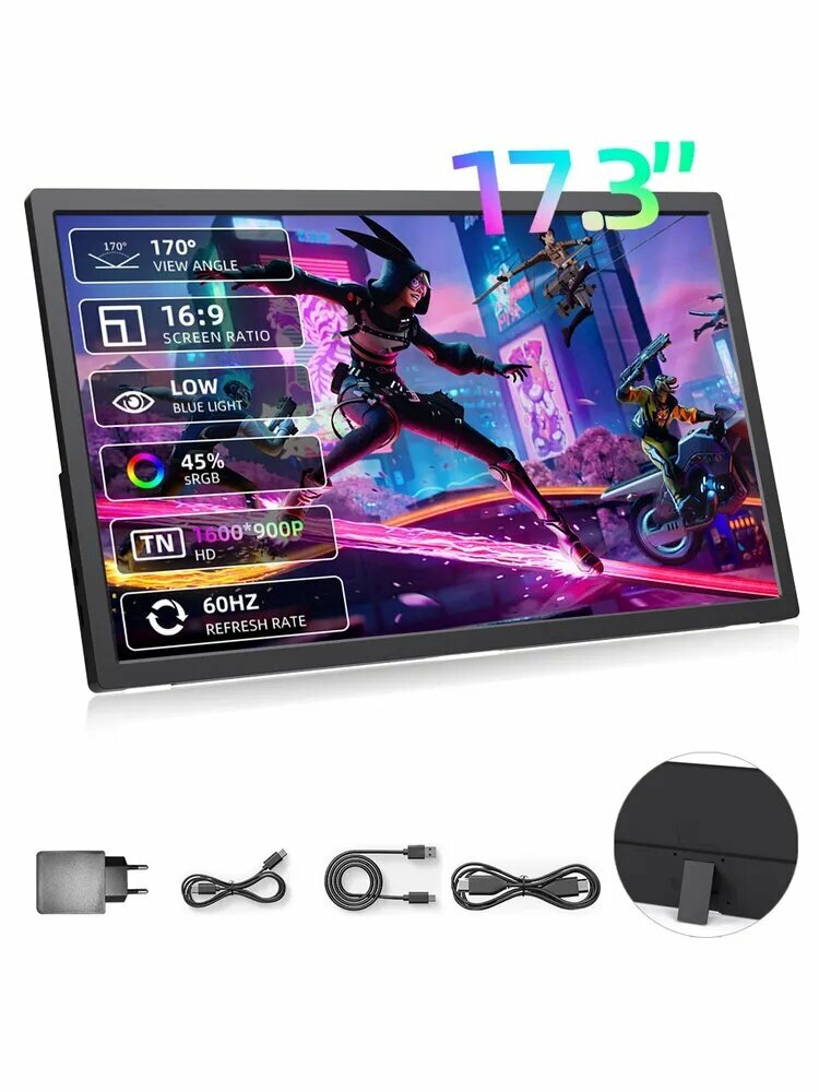 BYONE 17.3" Монитор Портативный дисплей, черный матовый