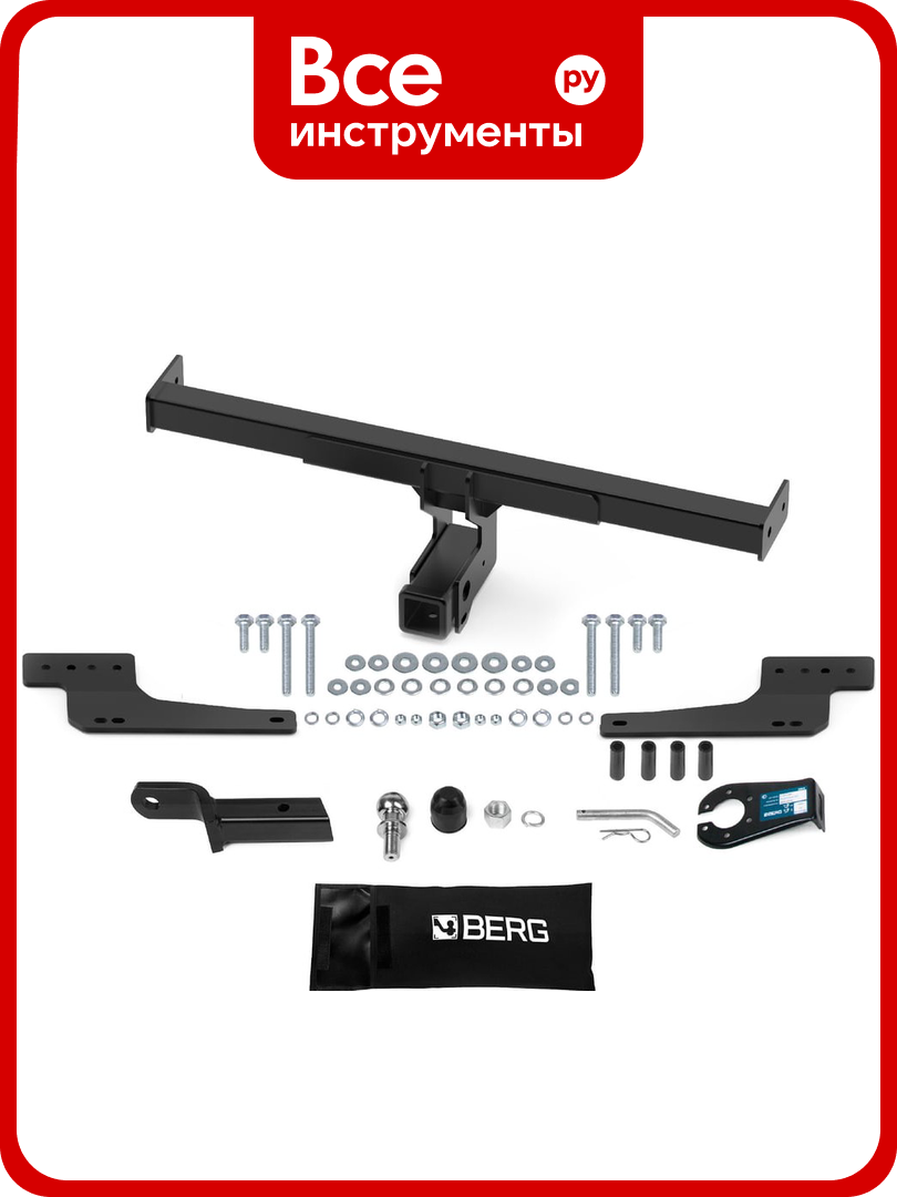 Фаркоп под квадрат Nissan Terrano, Renault Duster, Kaptur, BERG F.4711.002, стальная конструкция, установка