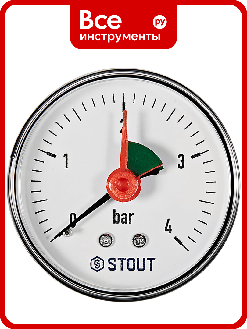 Манометр аксиальный STOUT SIM-1007-630408 с указателем предела, корпус