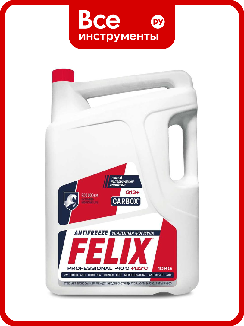 Антифриз FELIX CARBOX G-12+ 430206020, акарбоксилатный, канистра, 10 кг, красный